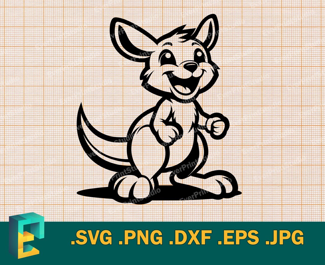 Baby Kangaroo SVG - Cricut, Silhouette | Vector Cute Kangaroo Cut File ...