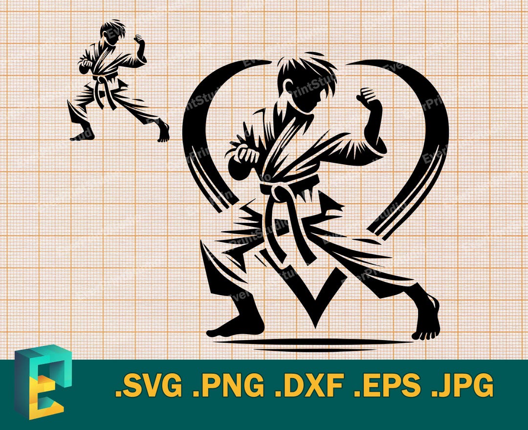 Karate Boy SVG - Cricut, Silhouette | Vector Martial Art Class Cut File ...
