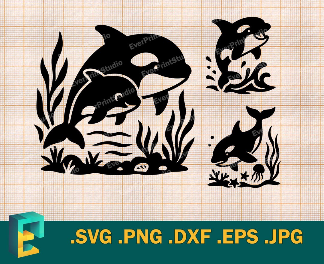 Orca SVG - Cricut, Silhouette | Vector Killer Whale Design Orca Cut ...