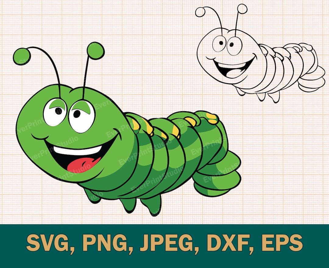 Cute Caterpillar Layered SVG | Happy Green Caterpillar Cricut Cut File ...