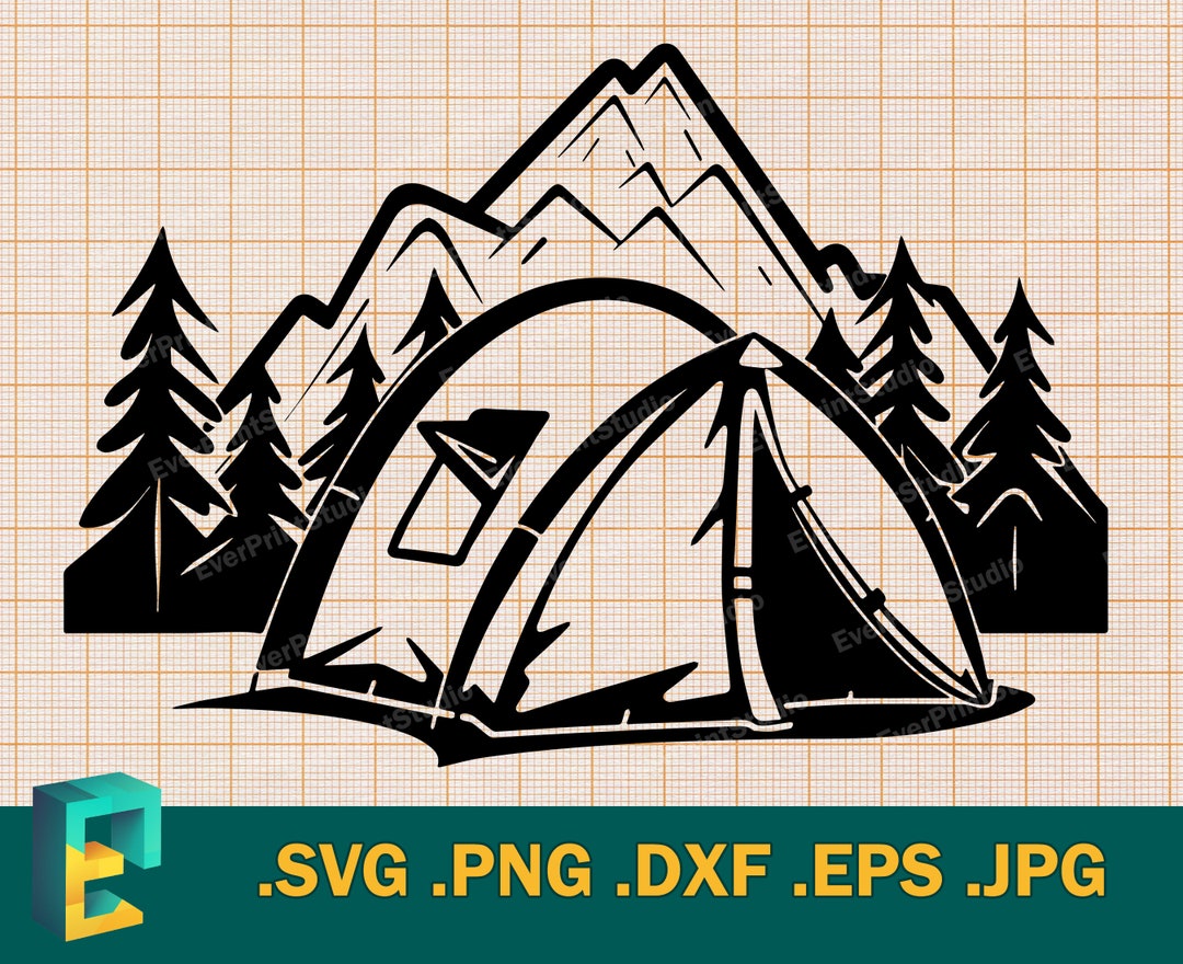 Camping Tent SVG Cricut, Silhouette Vector Camping Tent Cut File ...