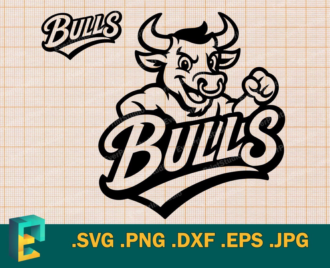 Bulls Team Mascot SVG - Cricut, Silhouette | Bulls Kids Team Logo ...