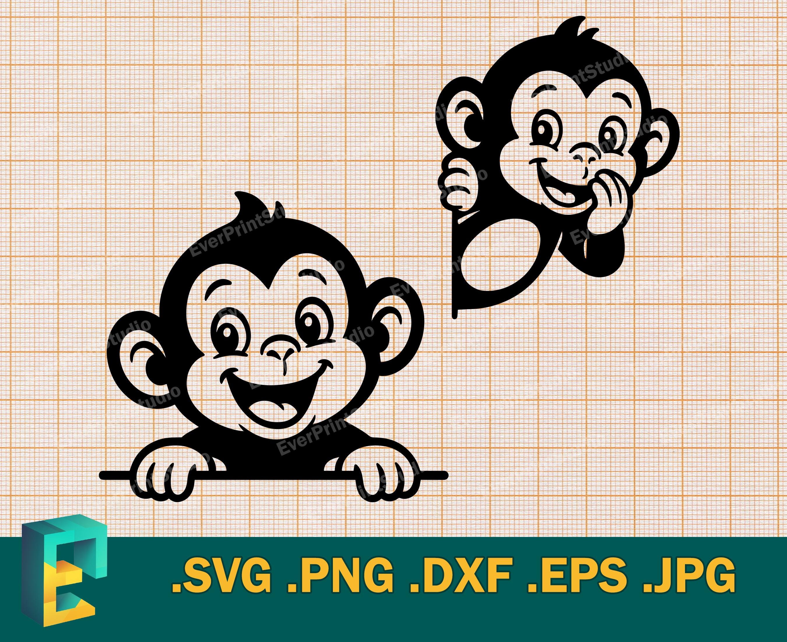 Cute Monkey SVG - Cricut and Silhouette | Vector Monkey Cut File for ...
