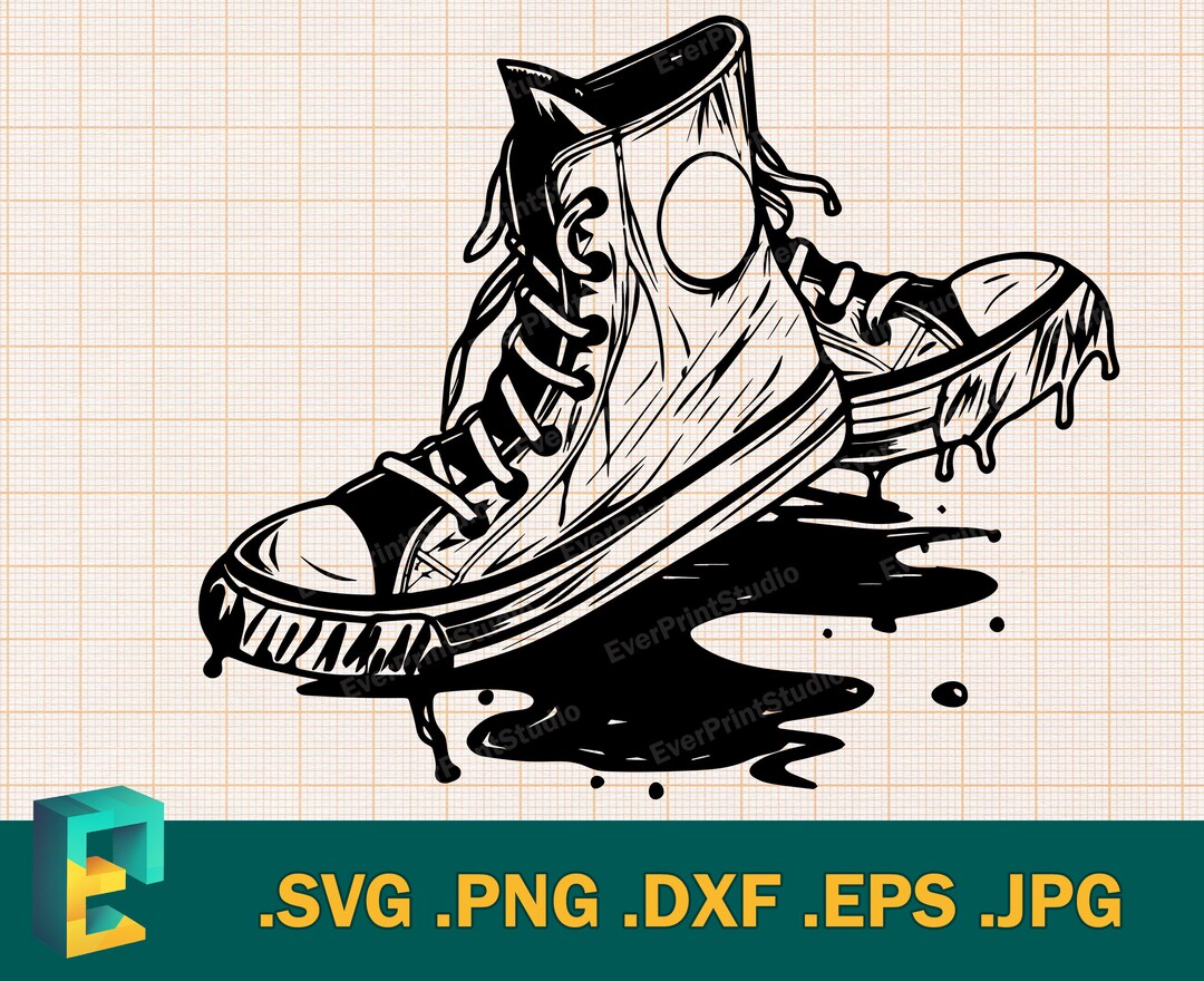 Pair of Old Sneakers SVG Printable, Worn and Torn Dirty Sneakers ...