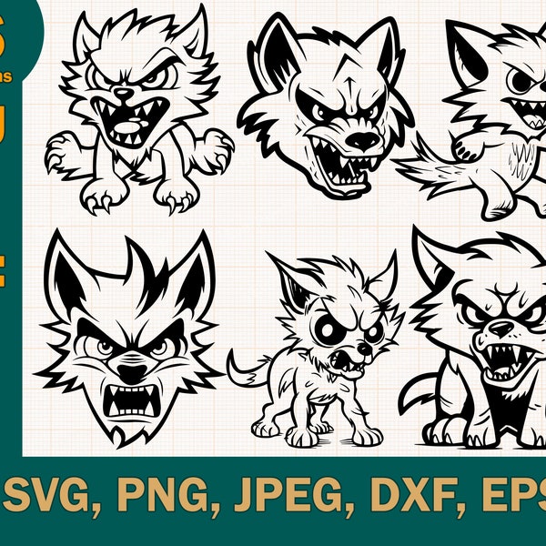 Angry Wolf Face Svg - Etsy
