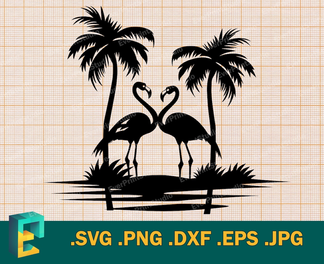 Flamingos SVG Cricut & Silhouette Compatible | Vector Flamingos Cut ...