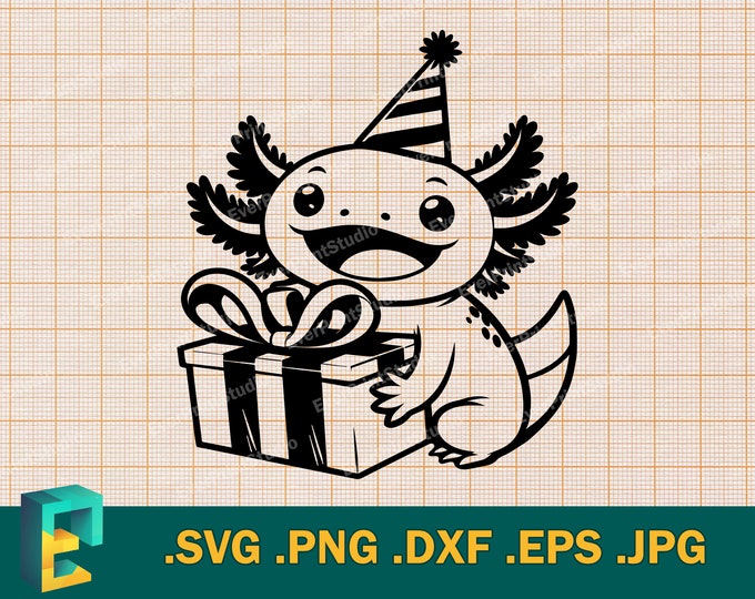 Axolotl Surprise, Cute Axolotl SVG Outline SVG Halloween Cricut ...