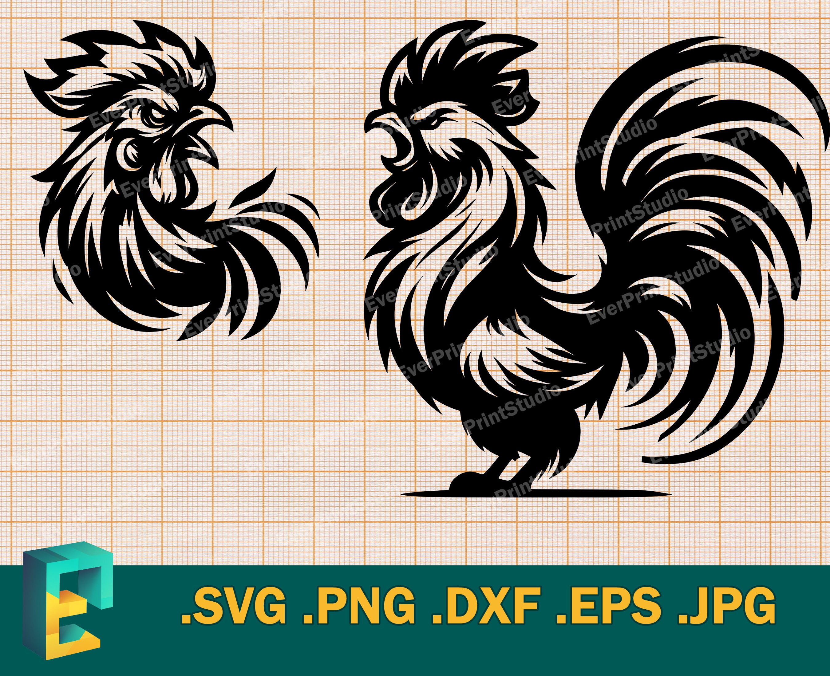 Rooster SVG - Cricut, Silhouette | Vector Rooster Bundle Cut File ...