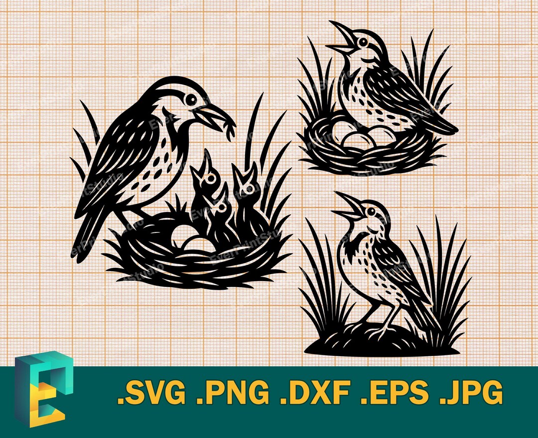 Mama Bird SVG - Cricut, Silhouette. Vector Western Meadowlark Bird Cut ...