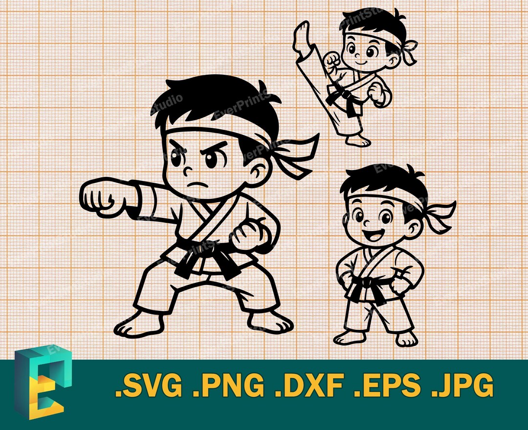 Karate Boy SVG - Cricut, Silhouette | Vector Martial Art Class Cut File ...