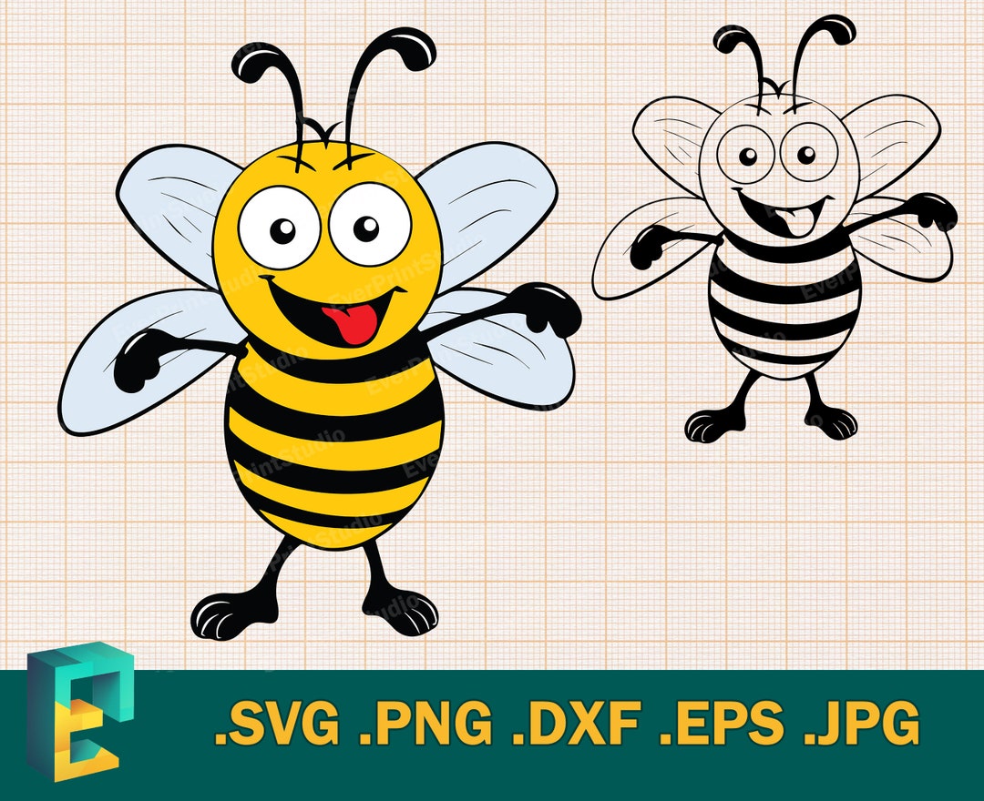 Cute Bee Layered SVG - Cricut & Silhouette, Happy Bee, File for Cutting ...