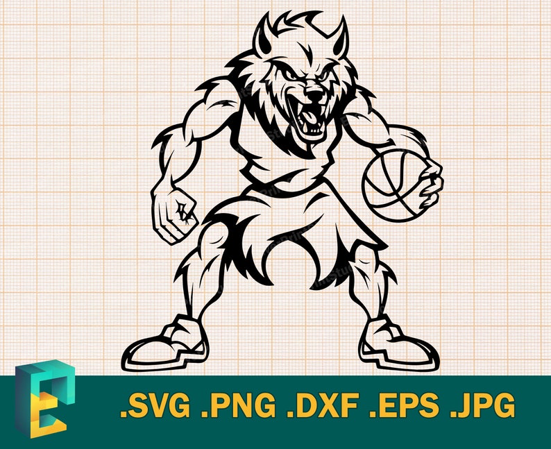 Wolf Mascot SVG Cricut Wolf Basketball Instant Download - Etsy