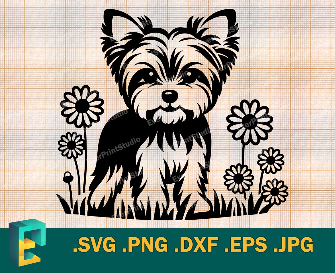 Cute Yorkshire Terrier SVG - Cricut, Silhouette | Vector Puppy Terrier ...