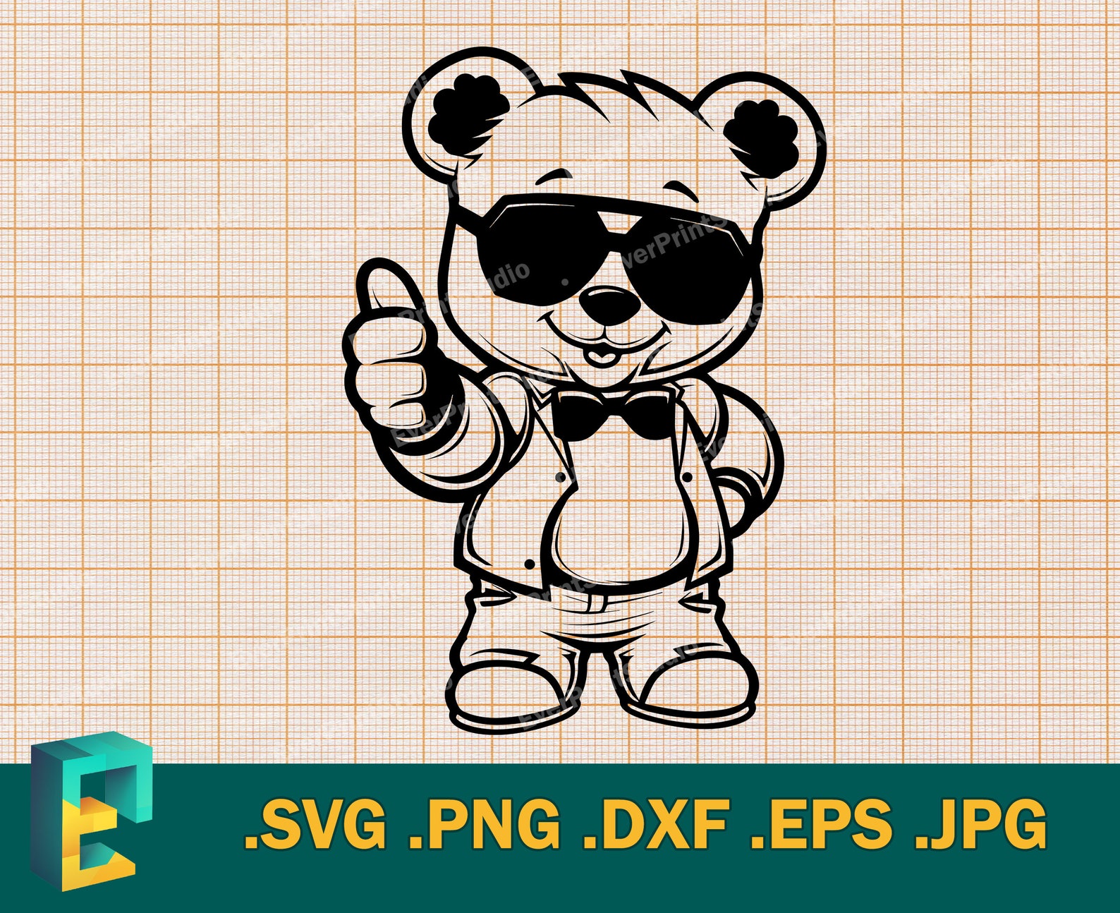 Cool Teddy Bear SVG - Cricut and Silhouette | Vector Urban Teddy Bear ...