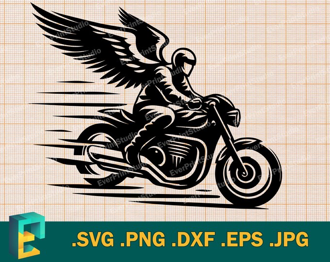 Winged Bike Svg, Motorbyke Png, Motorbike With Wings Svg, Motorcycle ...