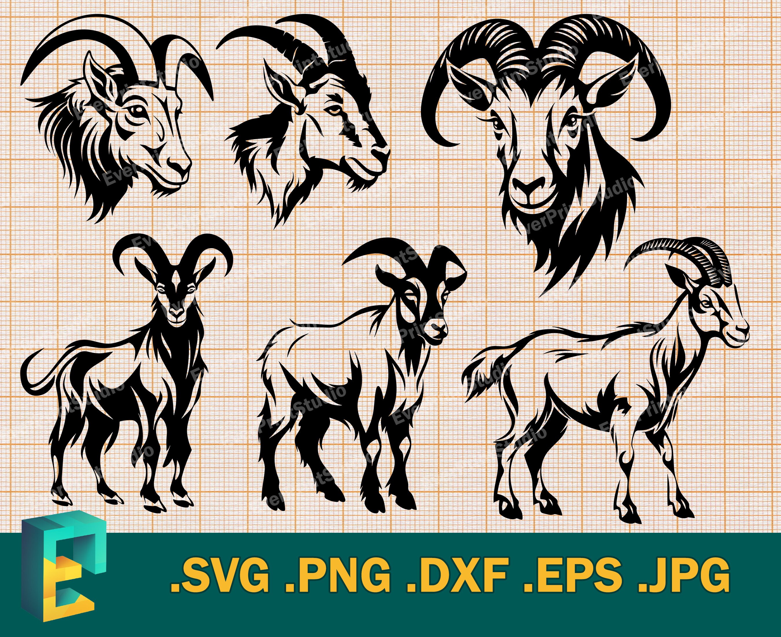 Goat SVG Bundle Cricut Silhouette Artistic Design Vector - Etsy