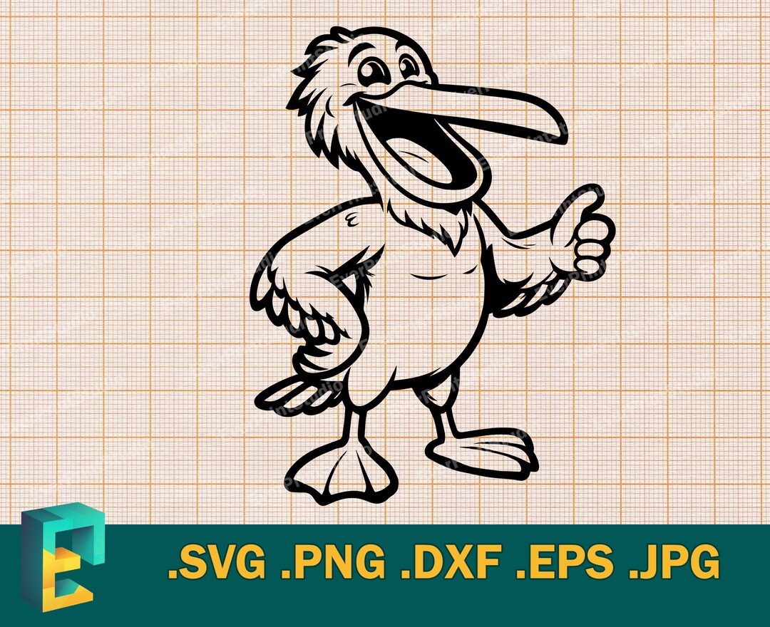 Happy Pelican SVG - Cricut, Silhouette | Vector Pelican Mascot SVG Cut ...