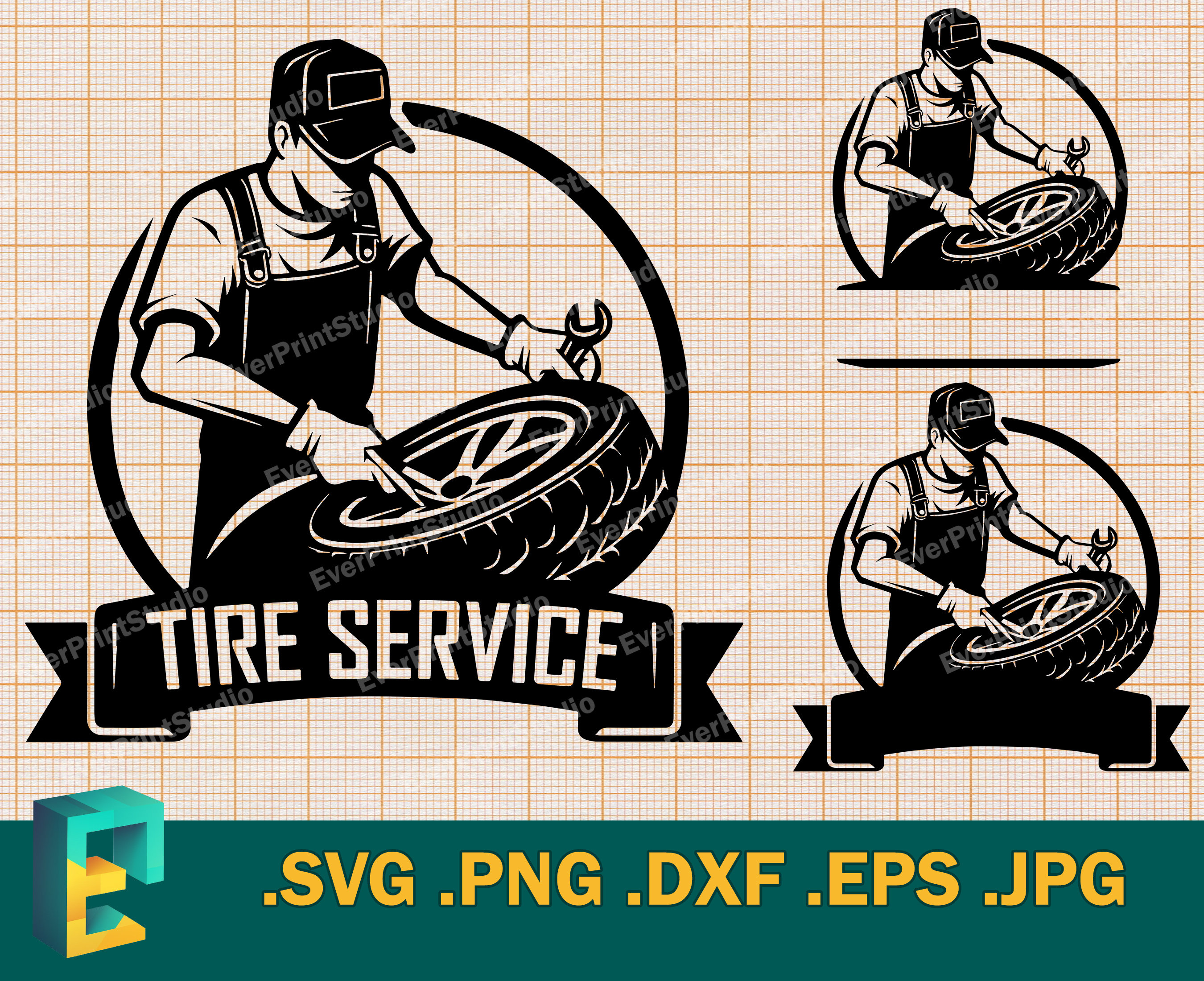 Tire Service SVG - Cricut, Silhouette | Vector Wheel Service, Tire ...