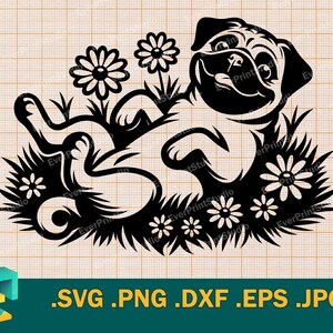 Pug SVG - Cricut, Silhouette | Adorable Pug Dog Vector Cut File, Cute ...