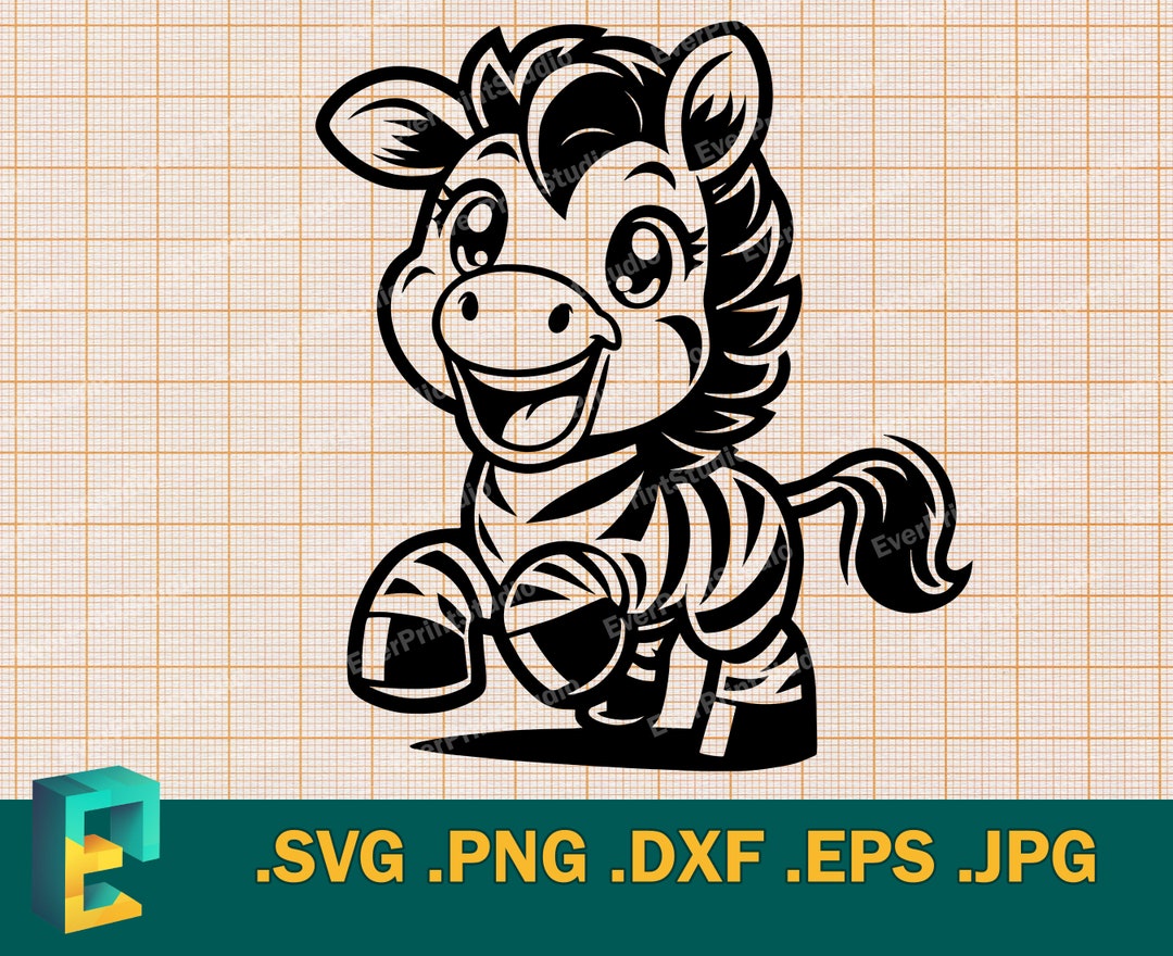 Baby Zebra SVG - Cricut, Silhouette | Vector Cute Happy Zebra Cut File ...
