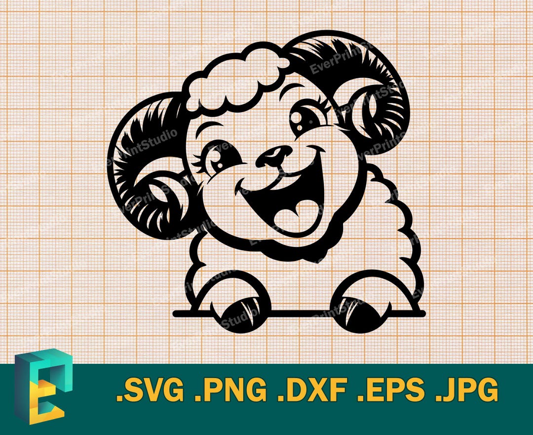 Ram SVG - Cricut, Silhouette | Little Peeking Ram Team Mascot SVG, Cute ...