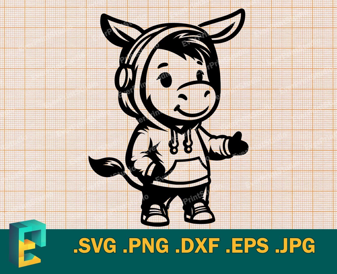 Donkey SVG Cut File for Cricut and Silhouette | Donkey in Urban Clothes ...