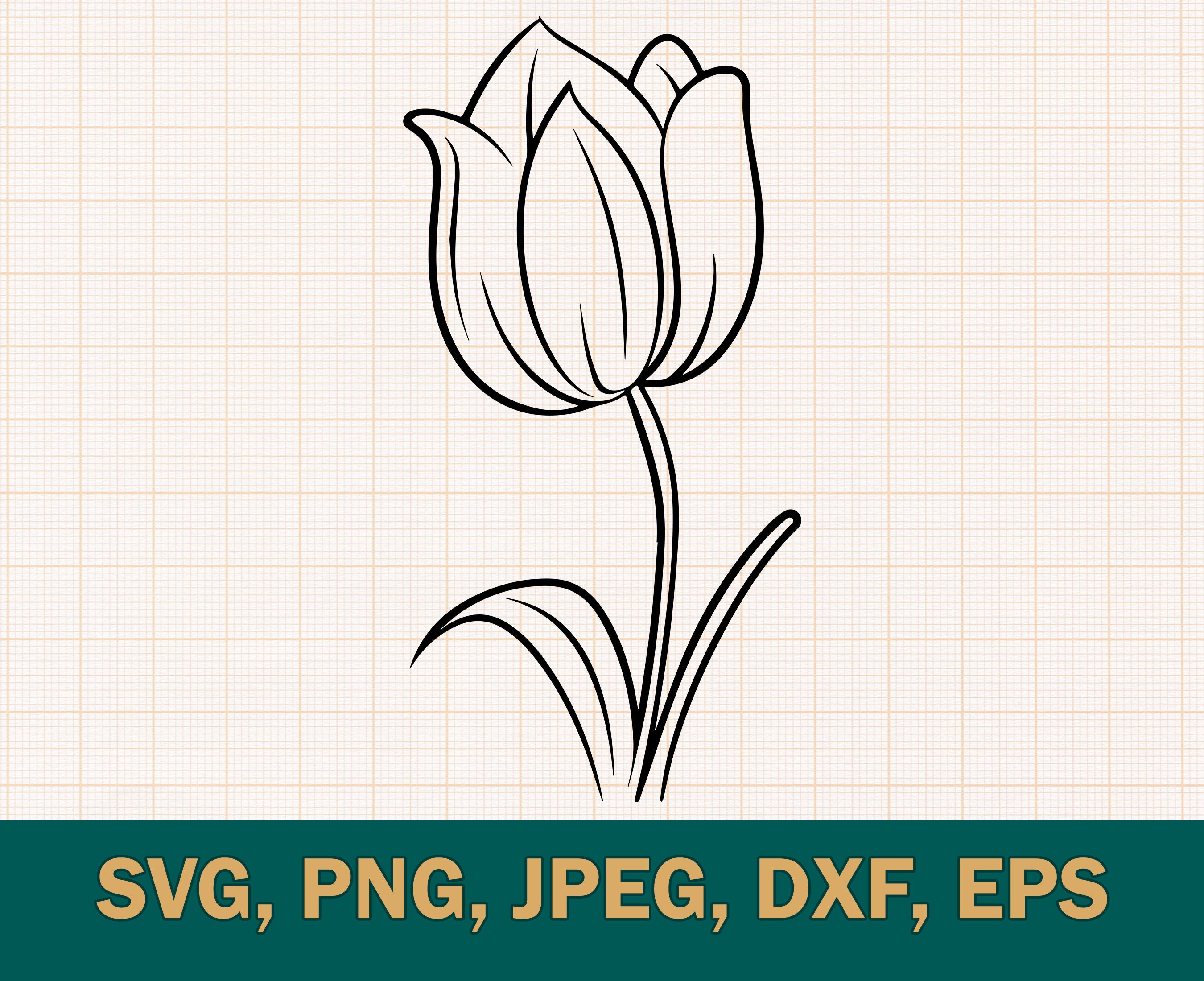 Tulip Flower Line Art SVG, Tulip Art Clipart | Tulips Tattoo .eps, .dxf ...