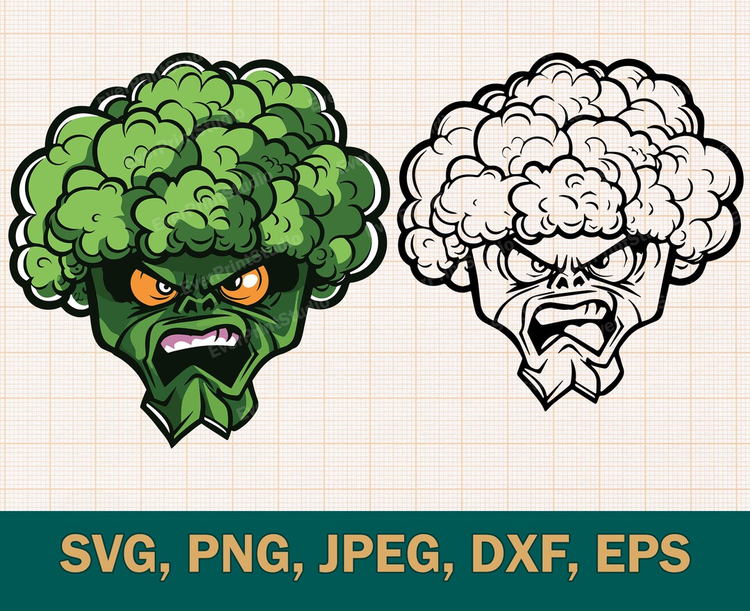 Angry Broccoli Layered SVG Unique Design Clipart Broccoli for Cricut ...