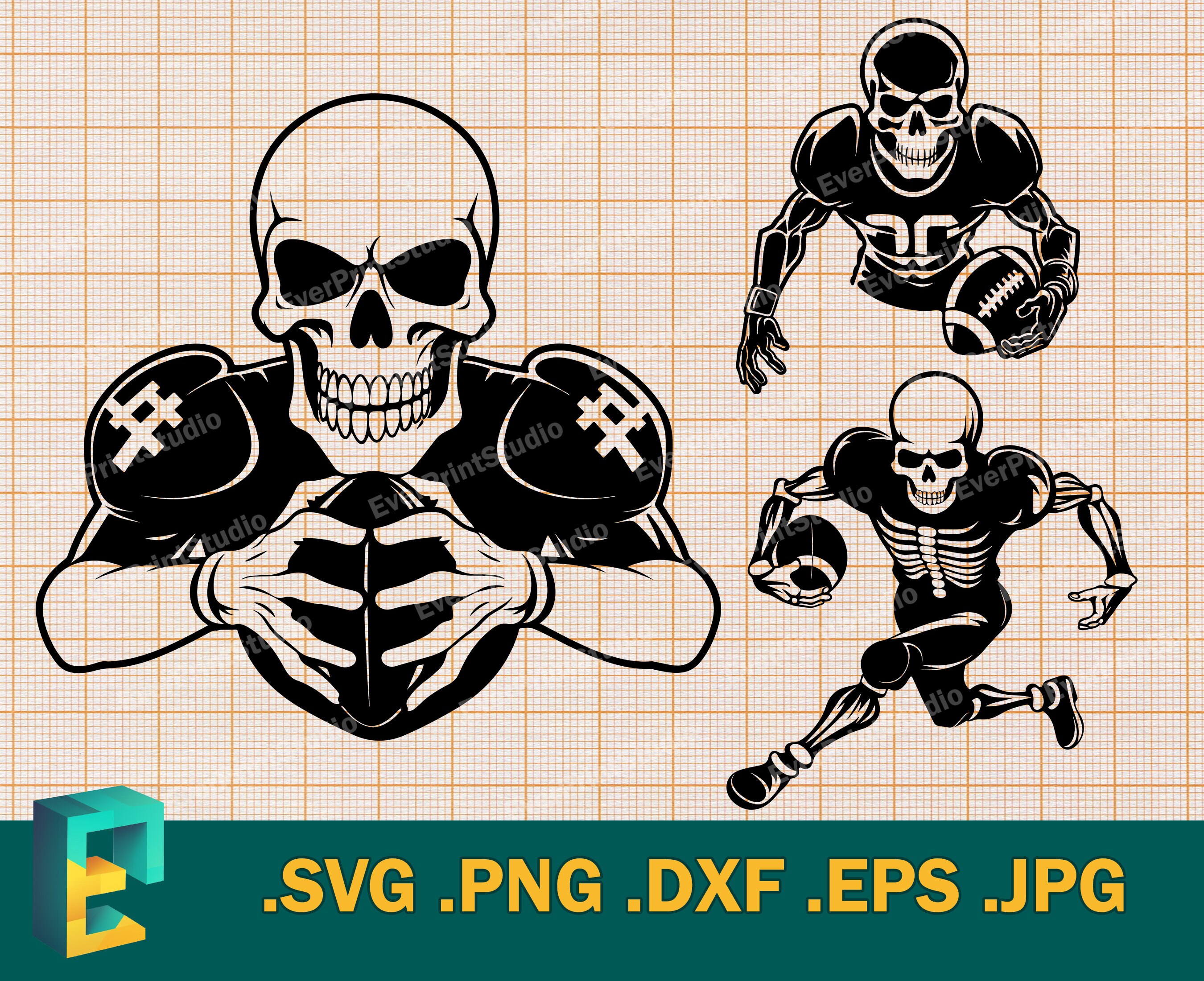 Skeleton Football SVG - Cricut, Silhouette | Vector Skeleton American ...