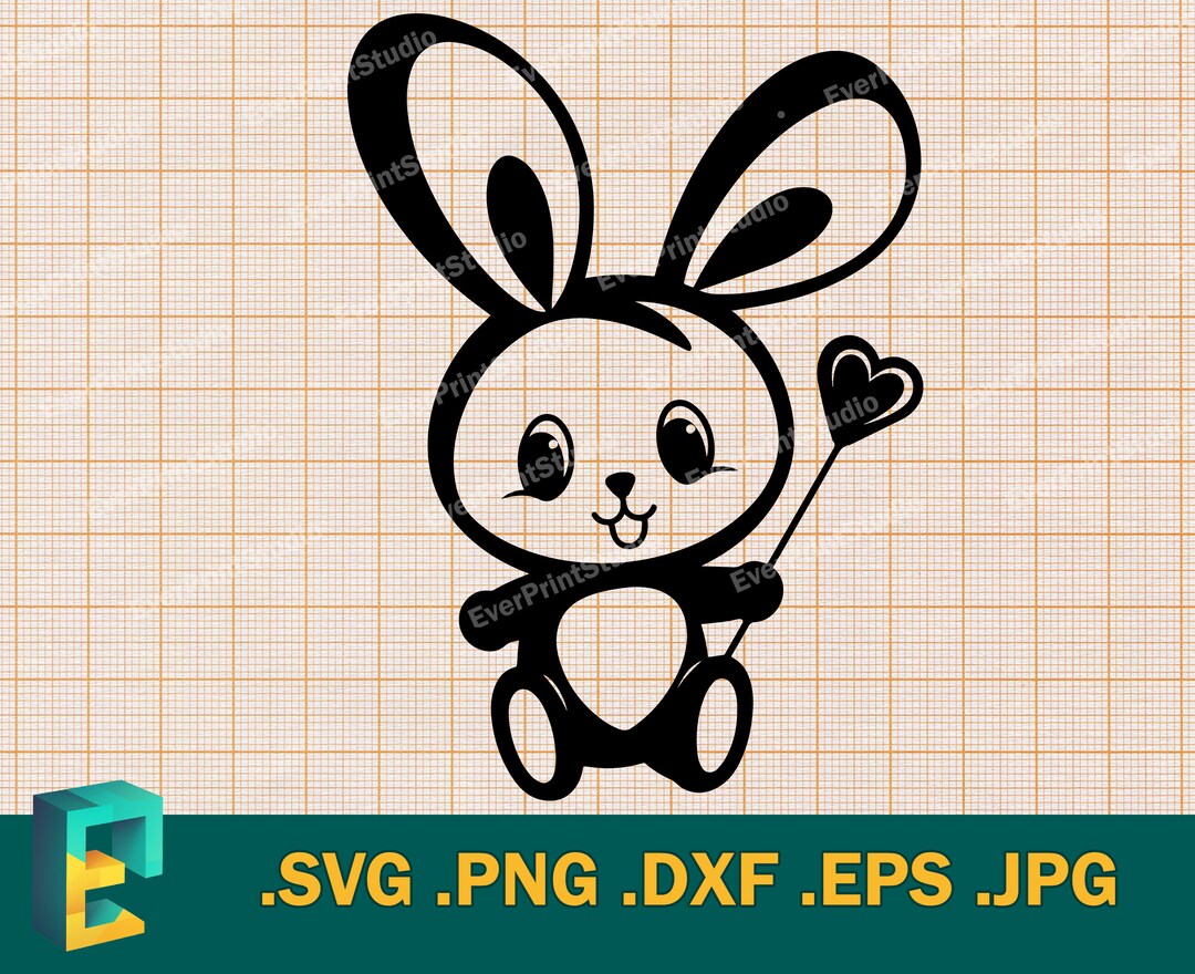 Rabbit SVG Cricut, Silhouette Vector Cute Love Rabbit Cut File Download ...