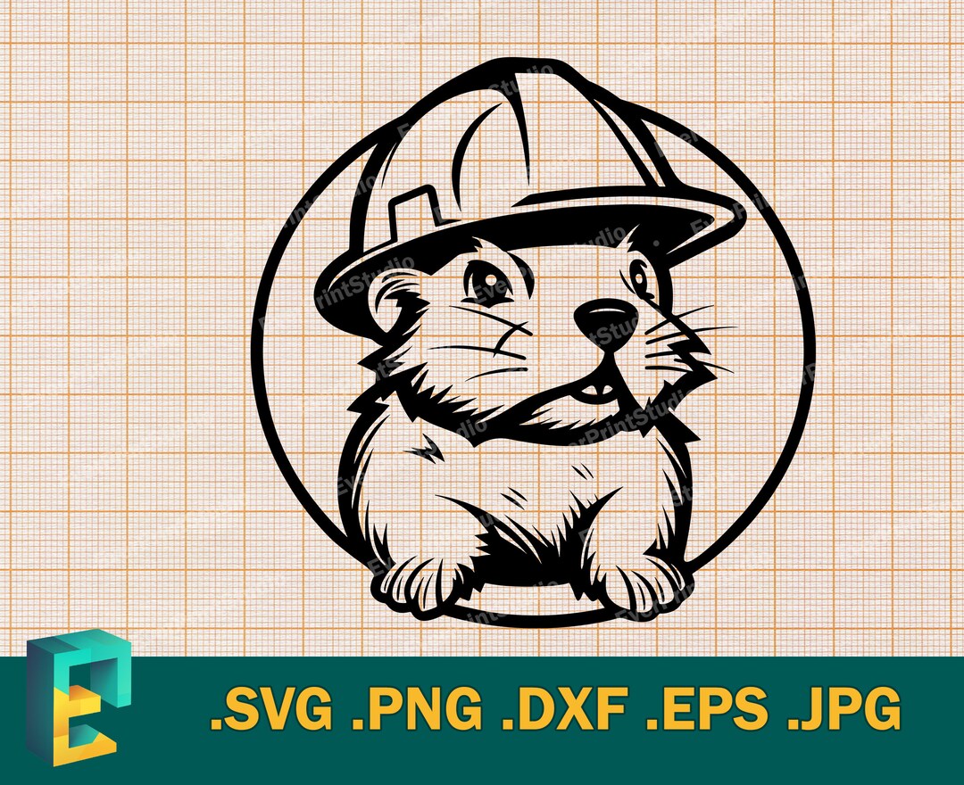 Beaver SVG - Cricut | Vector Artistic Design Beaver Wearing a Helmet ...