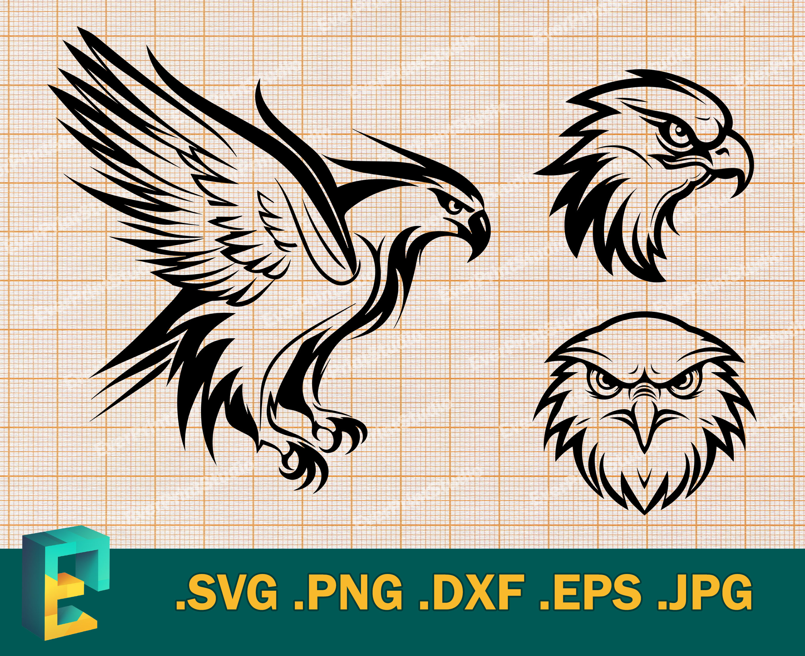 Falcon SVG Cricut Silhouette Vector Artistic Design - Etsy
