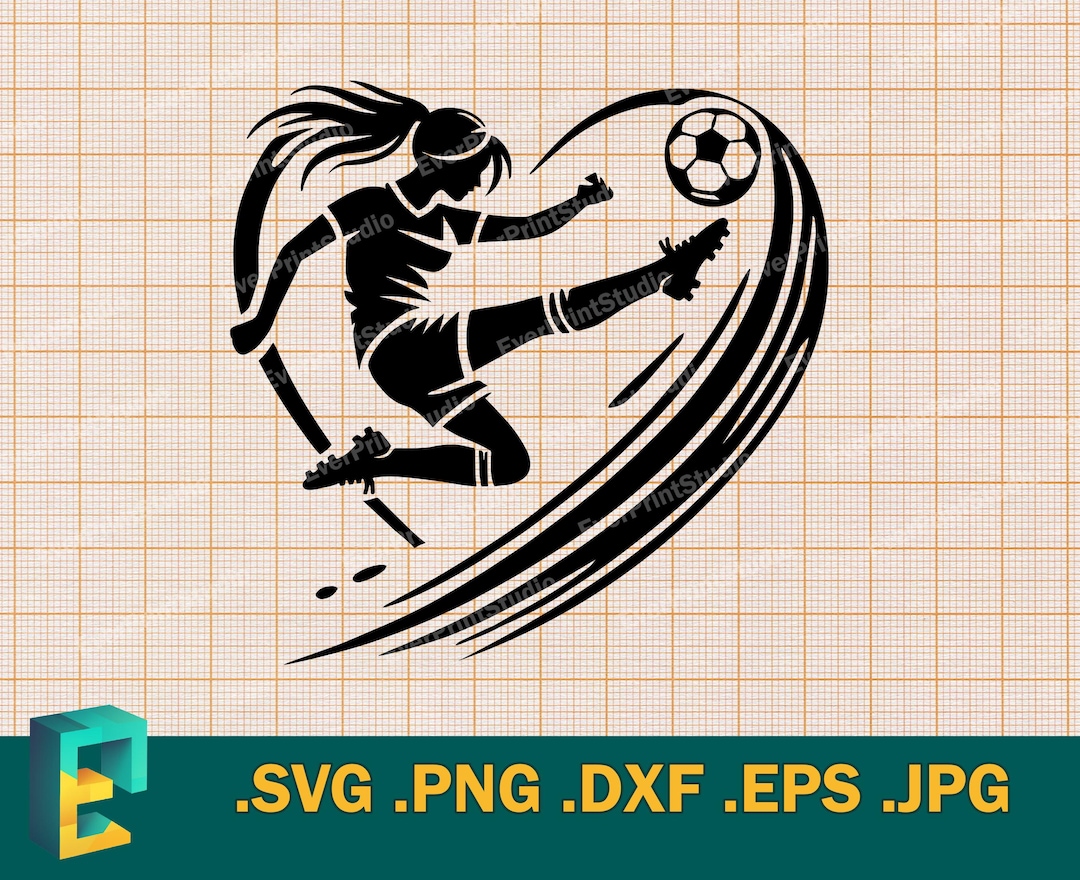 Soccer Girl SVG - Cricut, Silhouette | Vector Soccer Woman Player SVG ...
