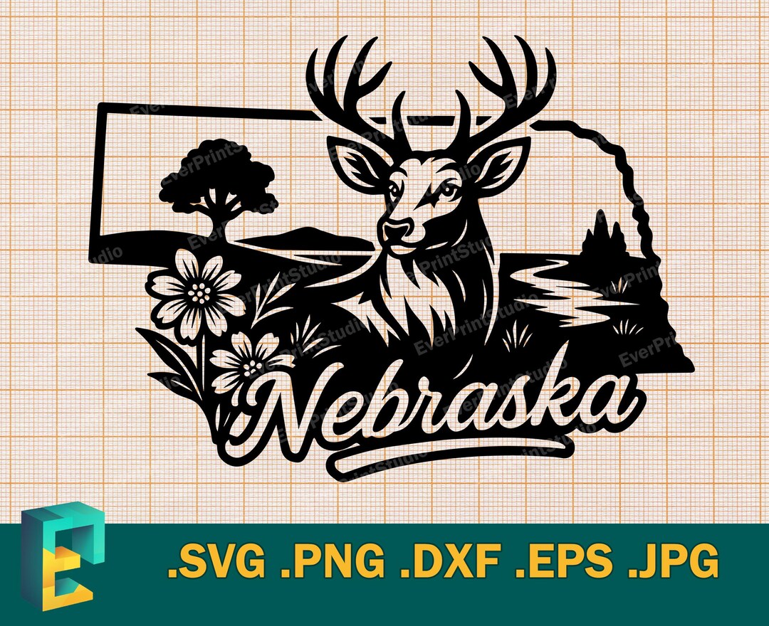 Nebraska SVG - Cricut, Silhouette | Vector Nebraska Deer Cut File ...