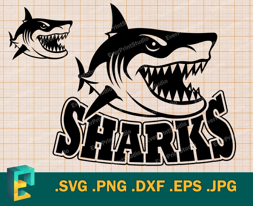 Sharks SVG - Cricut, Silhouette | Football SVG, Sharks Team Logo, Shark ...