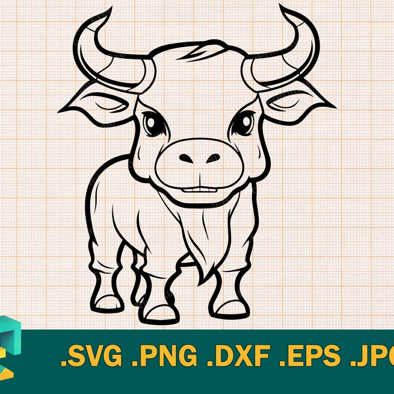 Cute Bull Clipart - Etsy