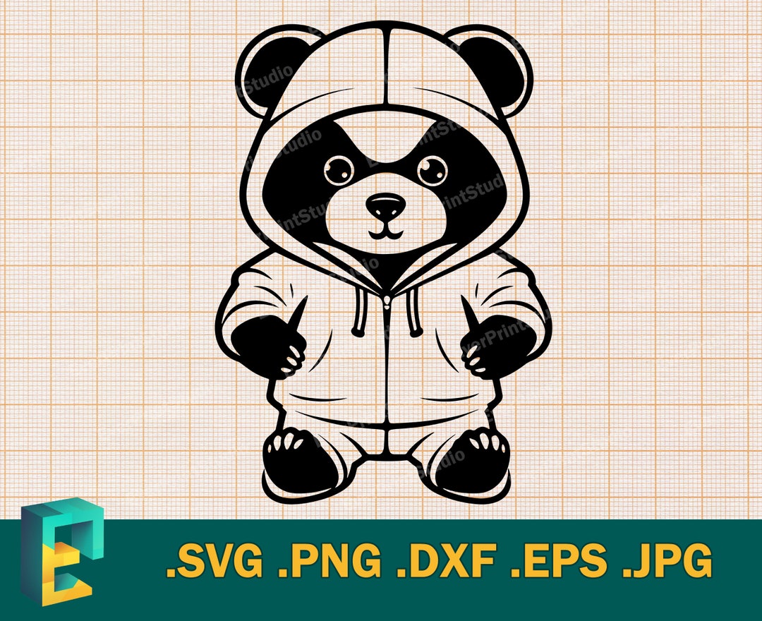Urban Teddy Bear SVG - Cricut, Silhouette | Cute Teddy Bear in Hoody ...