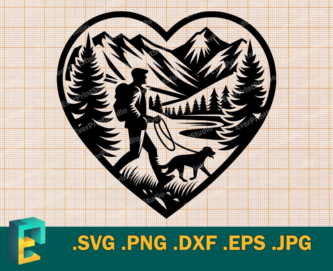 Man With a Dog SVG - Cricut, Silhouette | Vector Man Walking Dog SVG ...