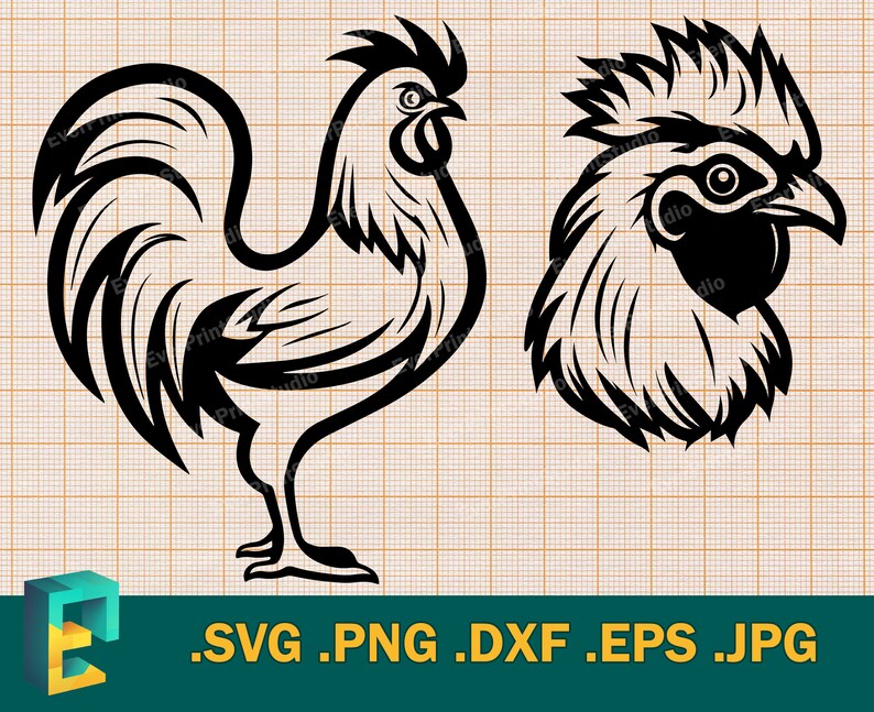 Chicken Rooster SVG Cricut Silhouette Vector Angry - Etsy