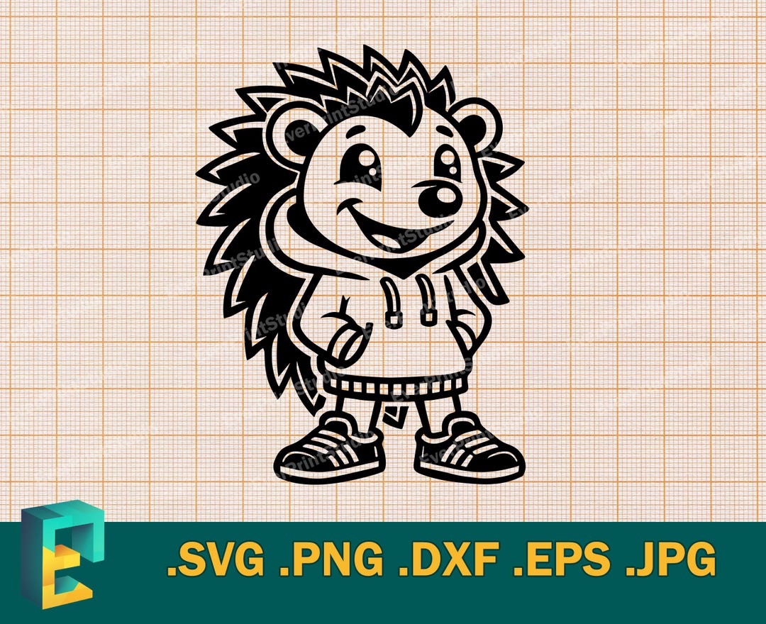 Hedgehog SVG File - Cricut, Silhouette Template | Vector Urban Hedgehog ...