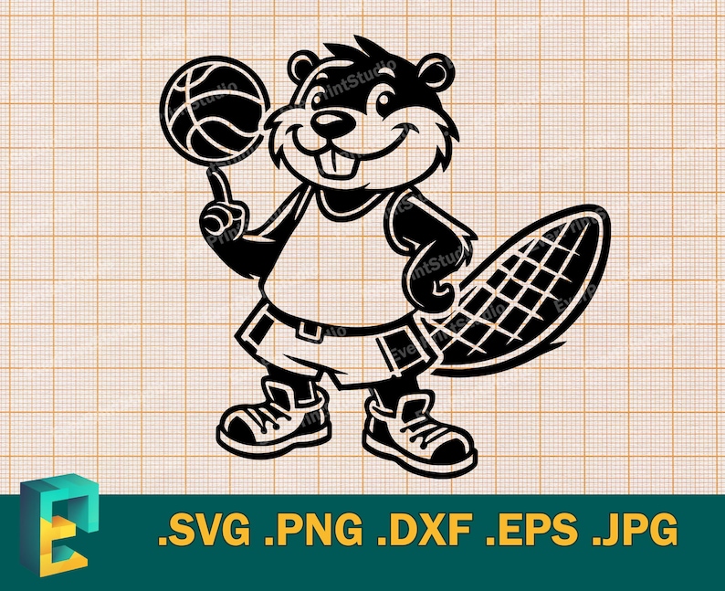 Basketball Mascot Beaver SVG - Cricut, Silhouette | Beavers Kids ...