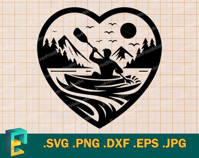 White Water Rafting Clipart Vector Graphic Svg Png Jpg Eps Kayaking ...