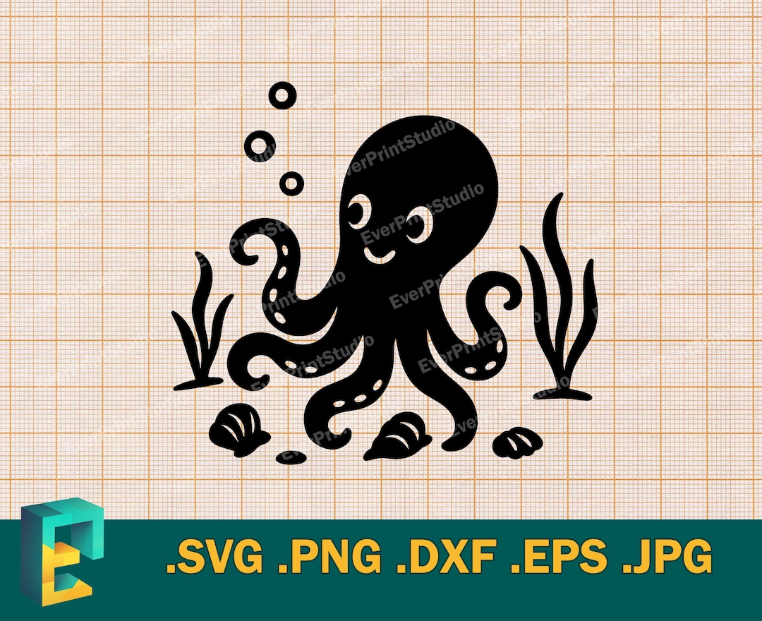 Octopus SVG - Cricut, Silhouette | Vector Sea Octopus SVG Cut File ...