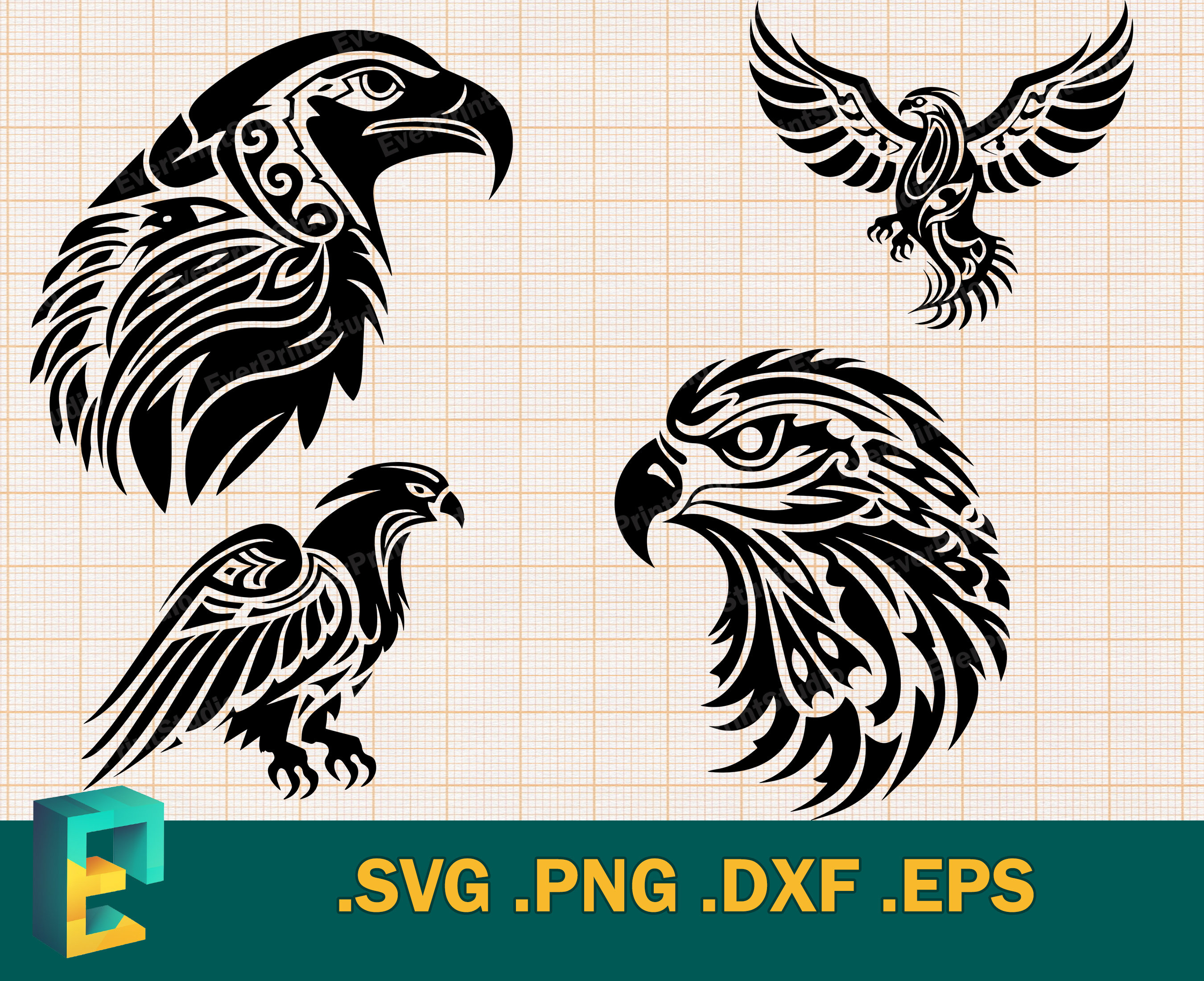Tribal Eagle SVG Design for for Cricut & Silhouette, Vector Tribal ...