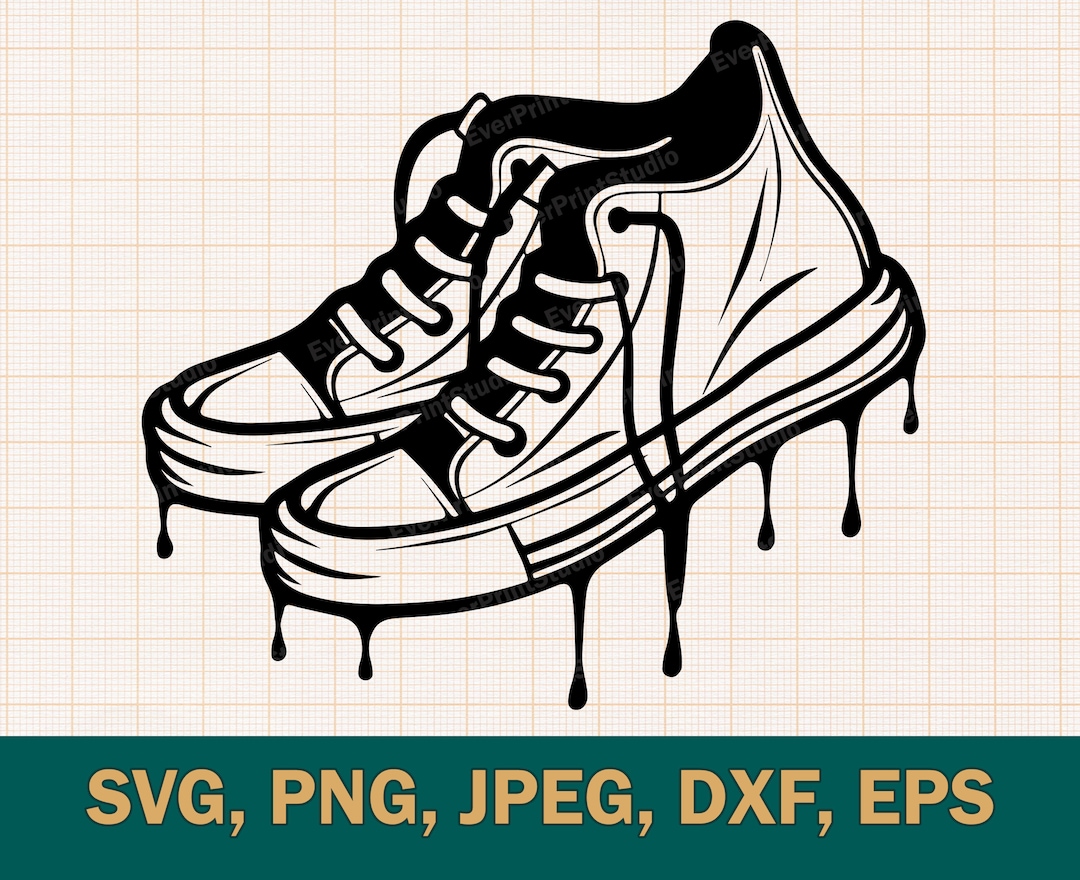Pair of Dripping Sneakers SVG for Cricut | Silhouette, Clipart ...