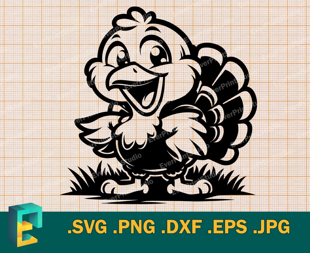 Turkey SVG - Cricut, Silhouette | Vector Cute Happy Turkey Bird SVG Cut ...