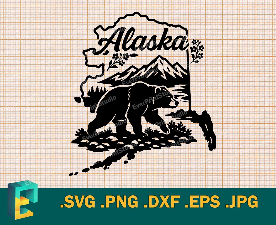 Alaska SVG - Cricut, Silhouette | Vector Alaska Bear Cut File SVG ...