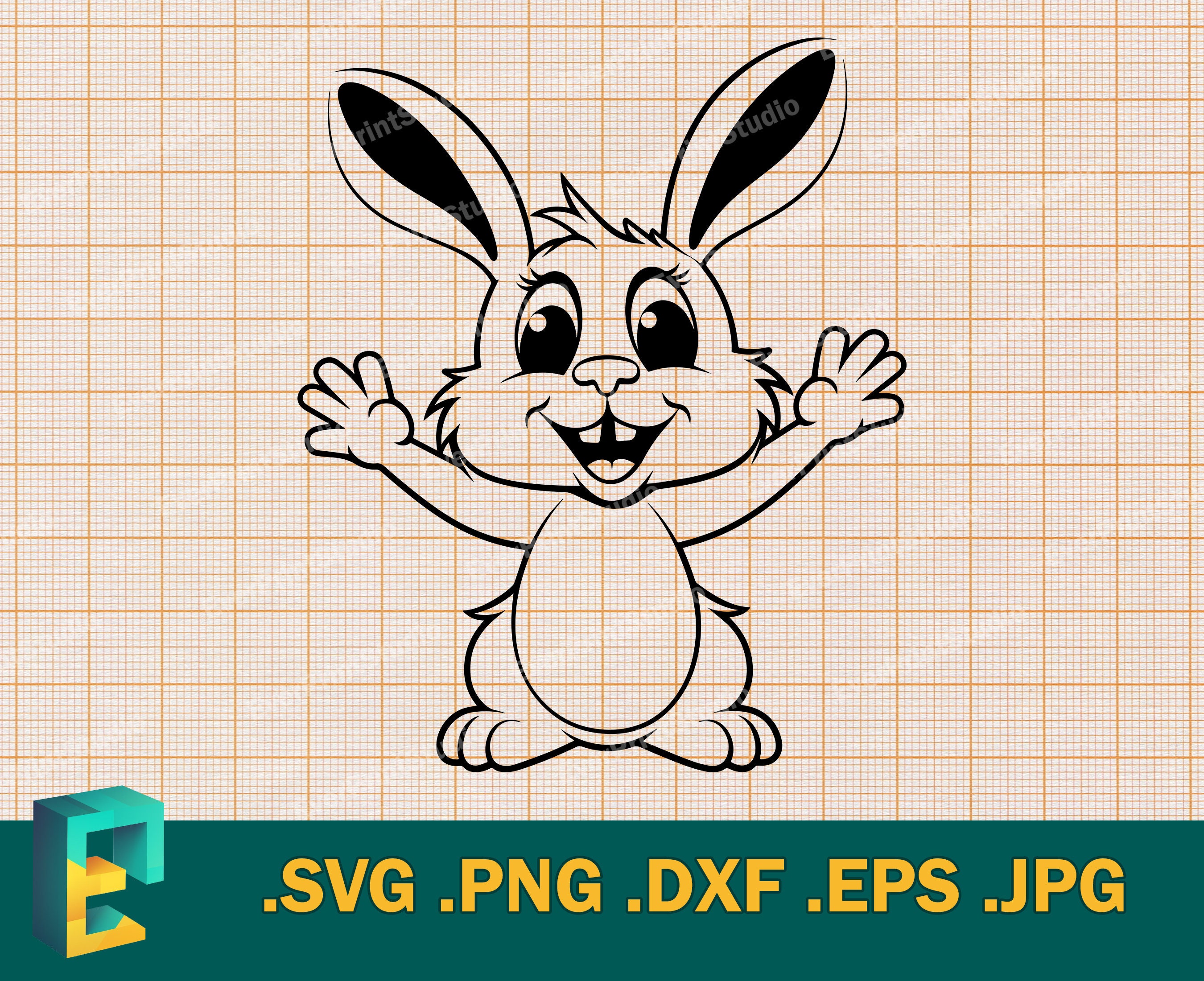 Rabbit SVG Cricut Silhouette Vector Cute Happy Bunny Cut - Etsy