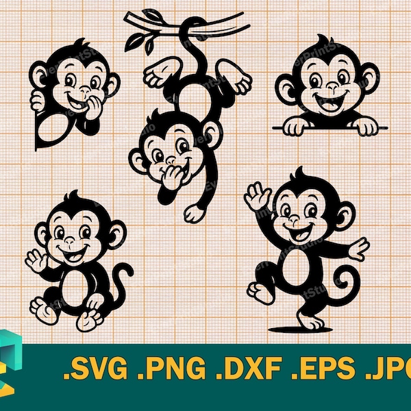 Monkey Clip Art - Etsy