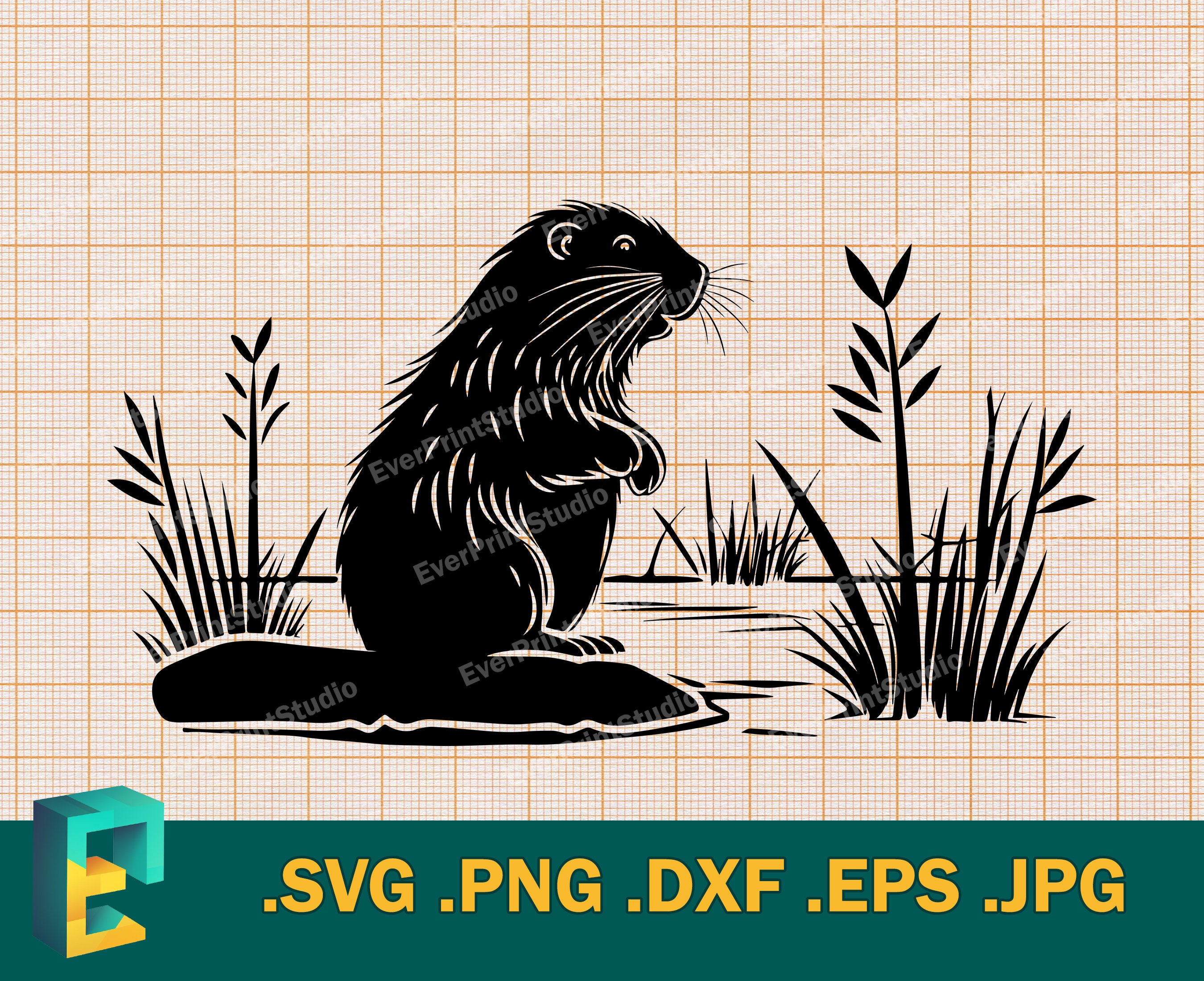 Beaver SVG Cricut Silhouette Beaver on the Pond Cut File - Etsy